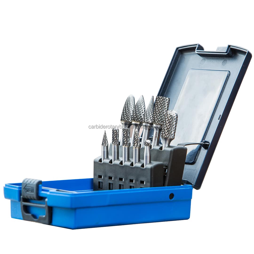 Double Cut 10pcs R shank Tungsten Carbide Rotary File Burring Tools Set ...