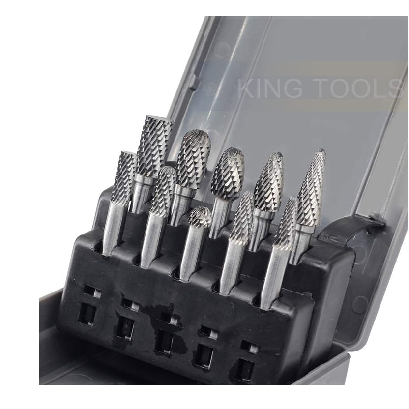 YG7 YG8 3mm/6mm/8mm/10mm 10pcs Double Cut Carbide Rotary File Set - Wuwtools