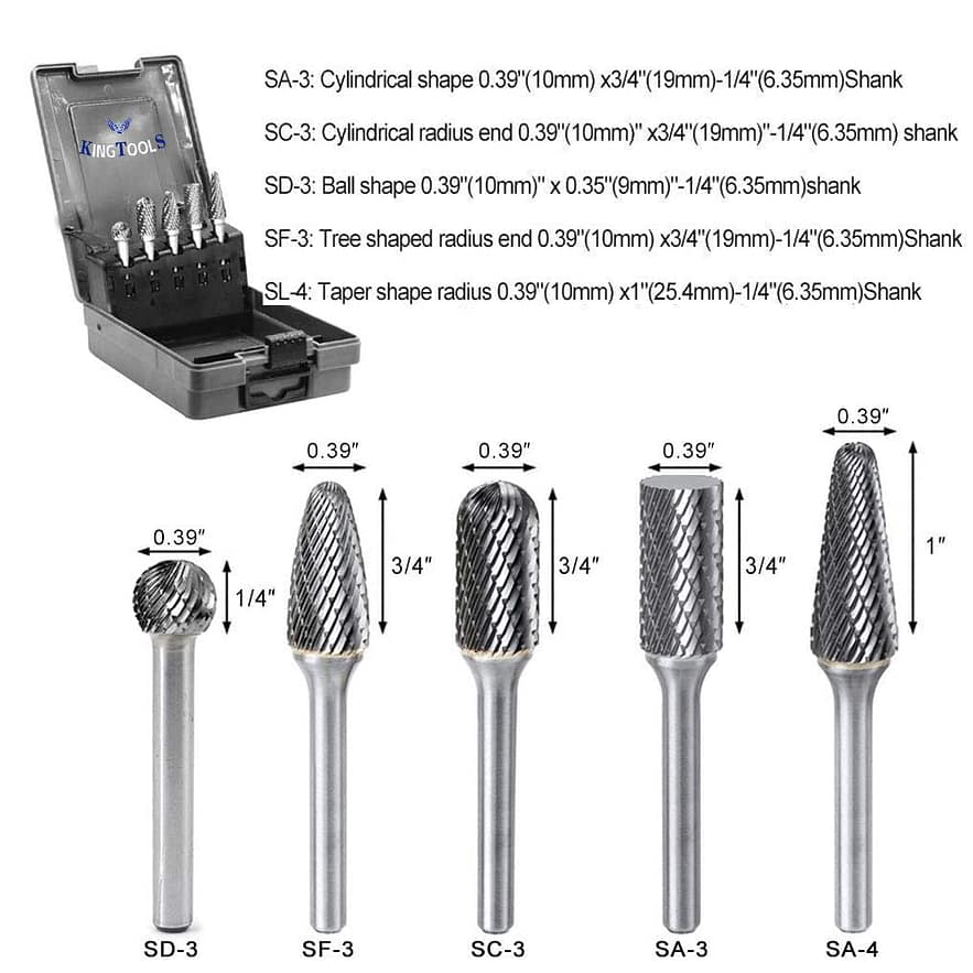 Manufacturer Double Cut 5pcs 1/4 inch Shank Diameter 6mm 6.35mm Rotary ...